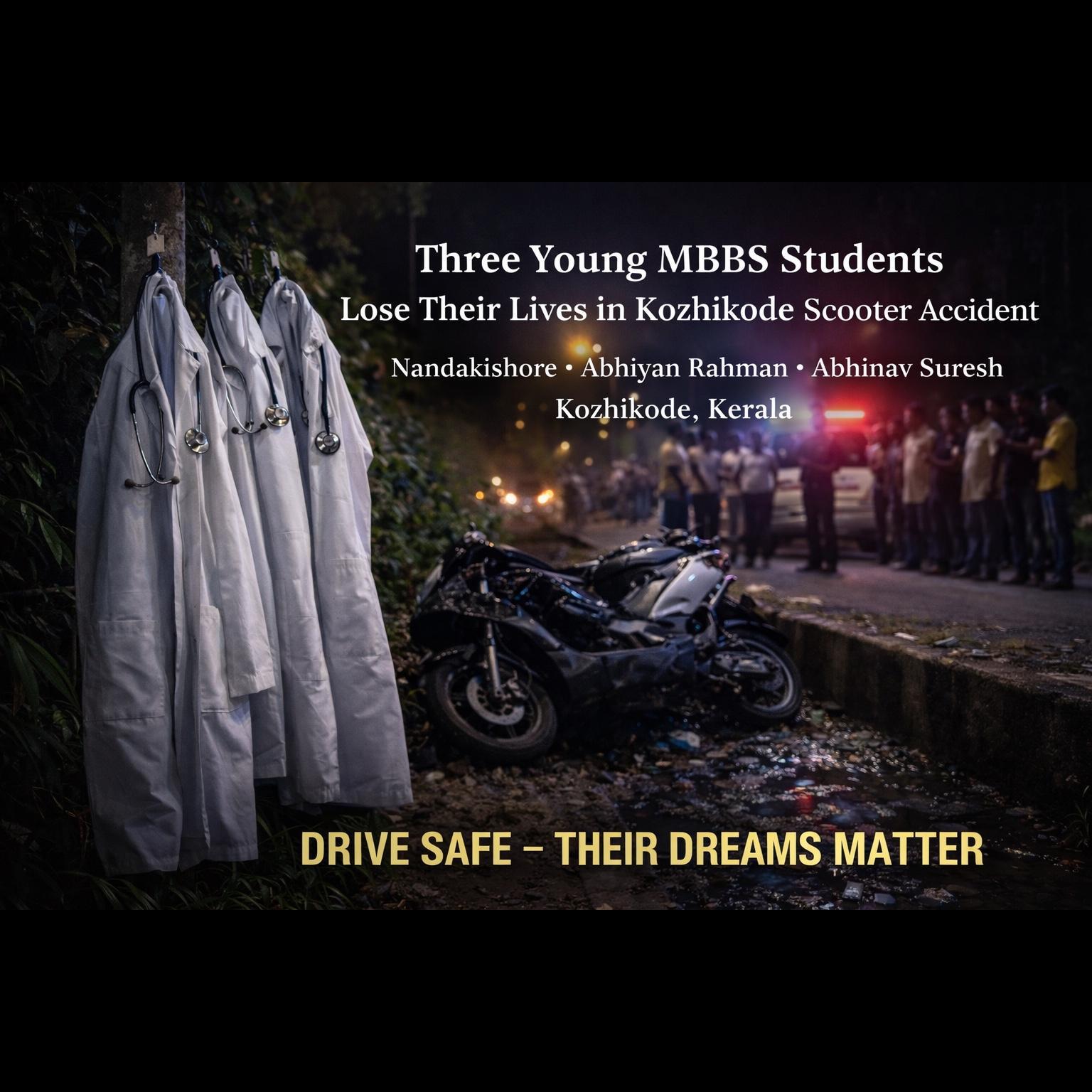 Three Young MBBS Students Loses Lives in Kozhikode Scooter Accident